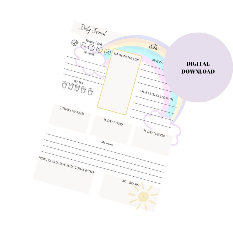 Kids Daily Journal | Printable Kids Journal | DIY Journal Pages | Diary ...