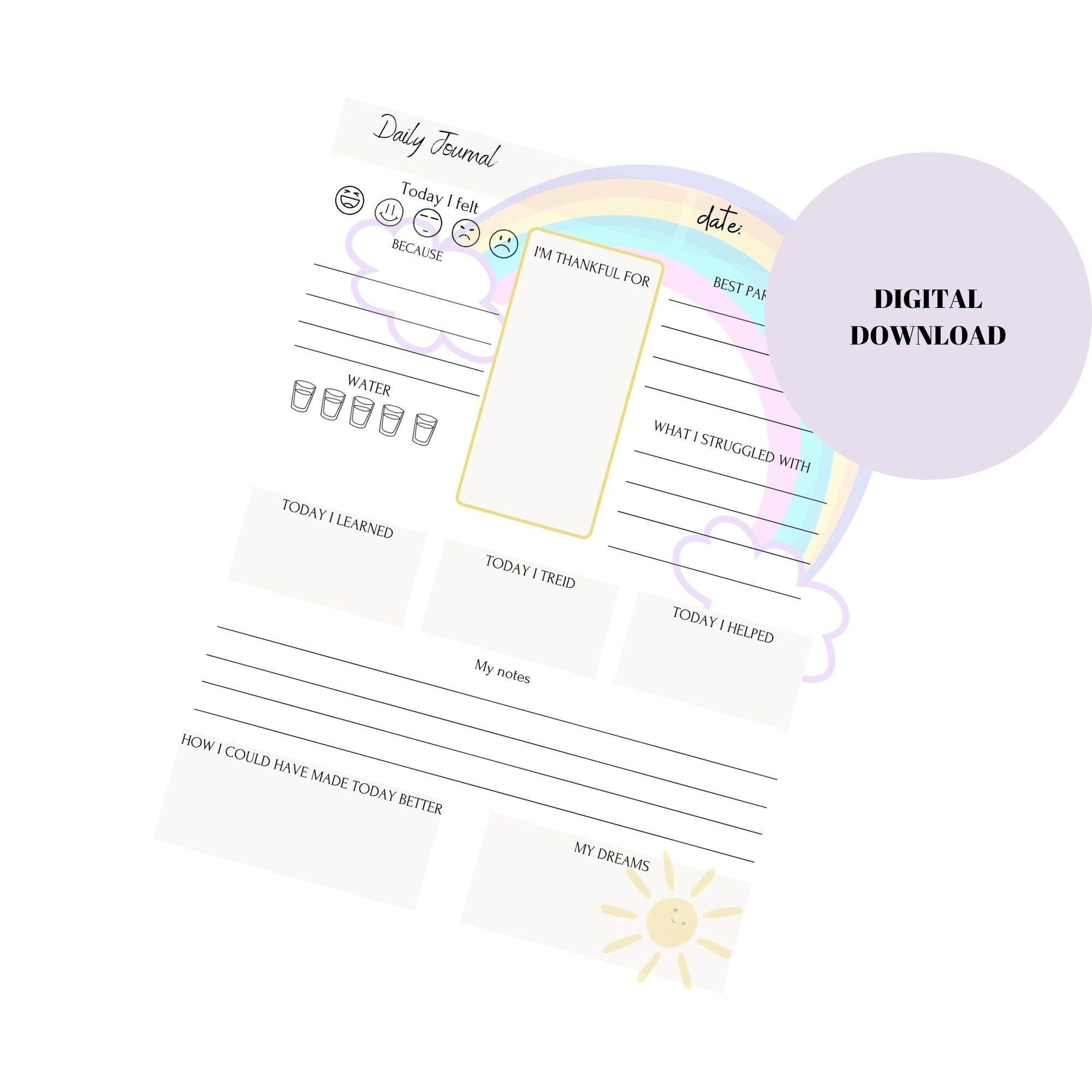 Kids Daily Journal | Printable Kids Journal | DIY Journal Pages | Diary ...