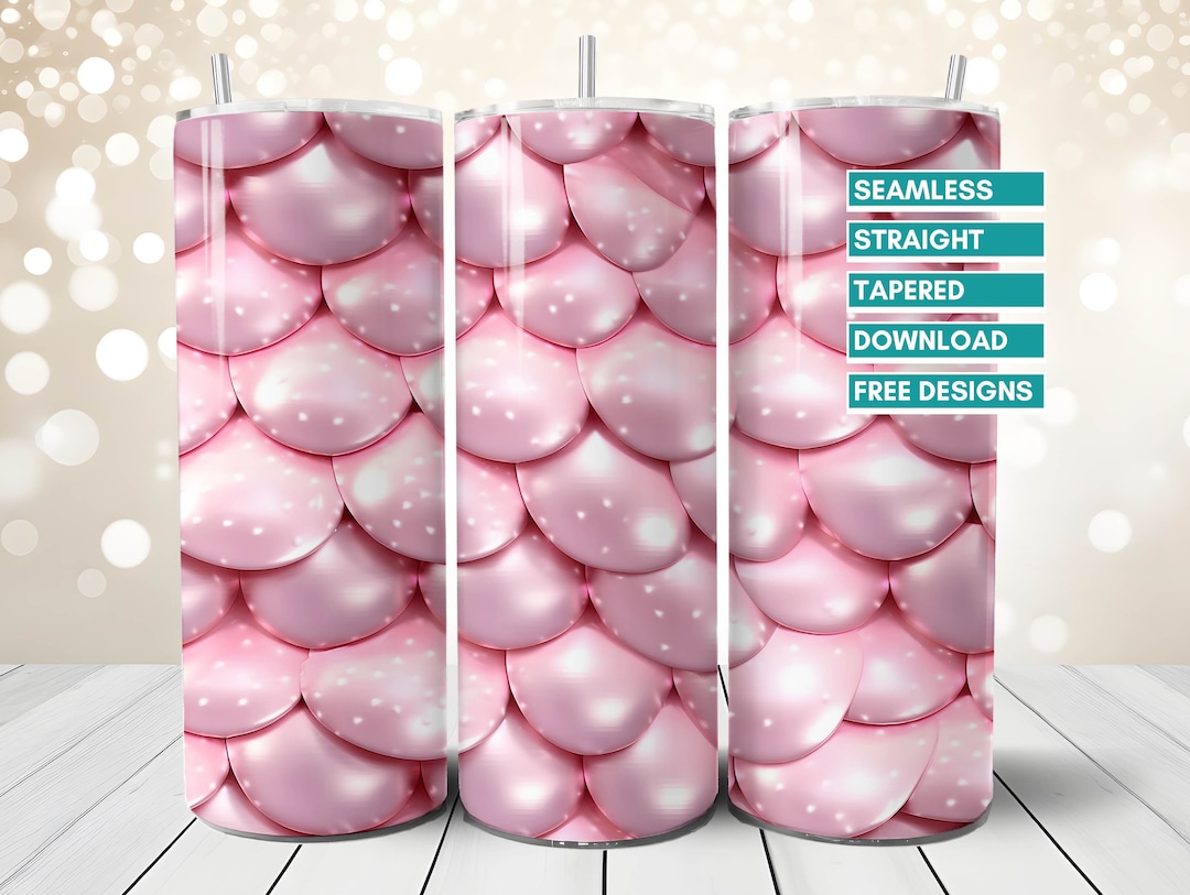 3D Shimmer Glossy Mermaid Scales in Pink 20oz Skinny Tumbler - Etsy