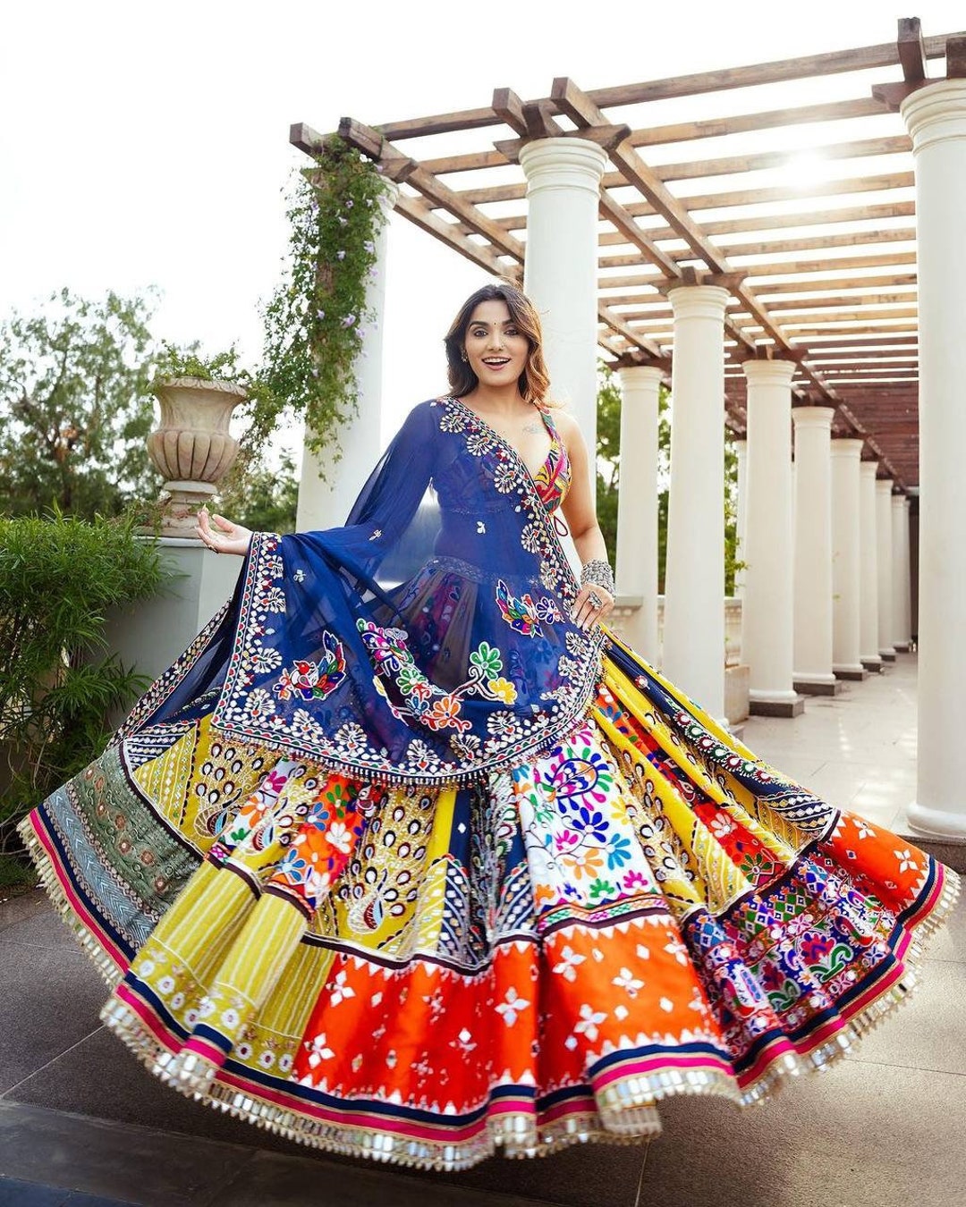 Beautiful Multicolor Navratri Lehenga Choli for Women, Ready to Wear ...