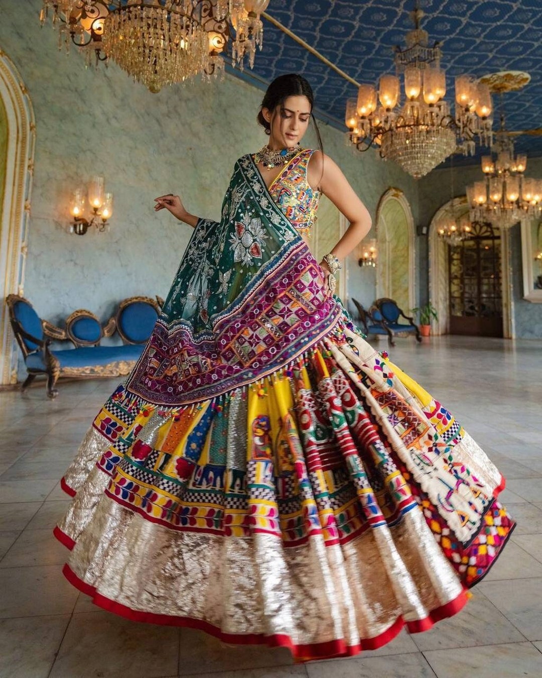 Beautiful Multicolor Navratri Lehenga Choli for Women, Ready to Wear ...