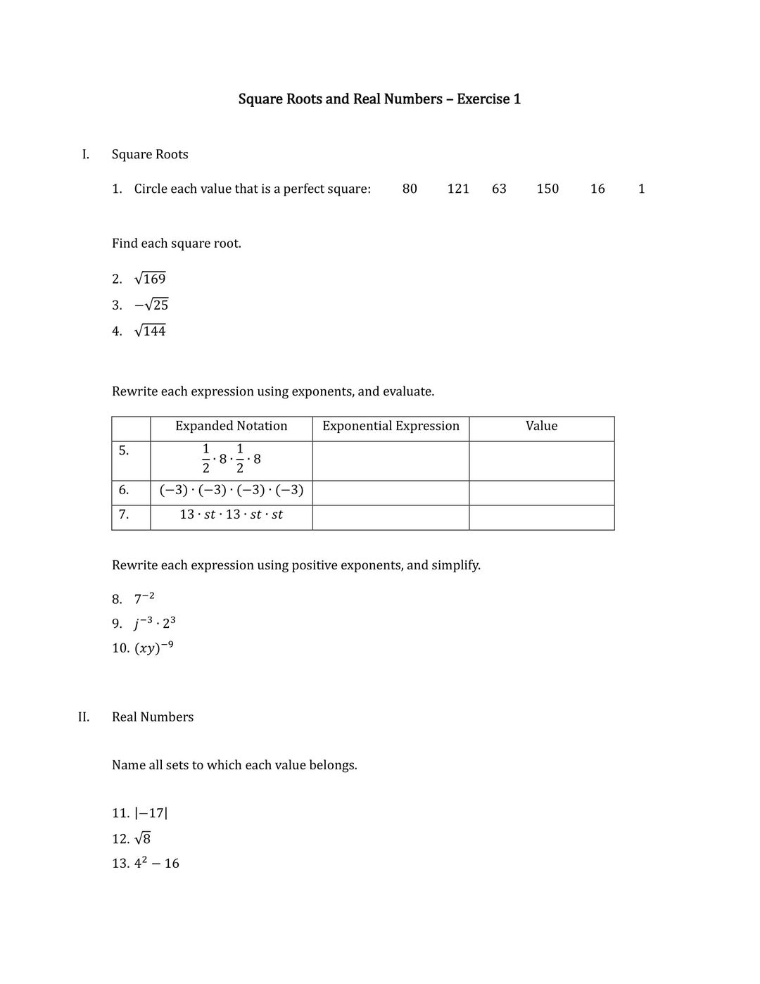 square-roots-and-real-numbers-exercises-pre-algebra-etsy