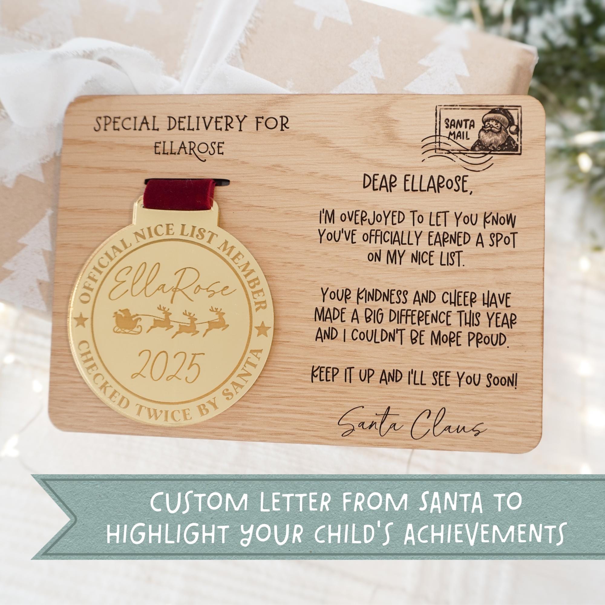 Personalized Santa Nice List Award W/ Custom Letter, Official Nice List ...