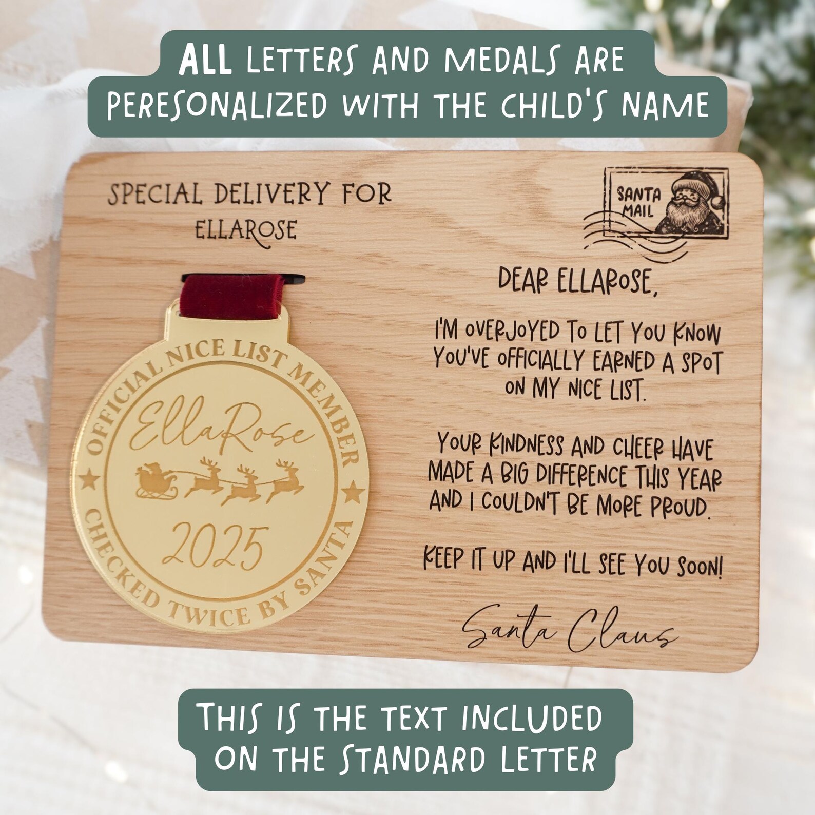 Personalized Santa Nice List Award W/ Custom Letter, Official Nice List ...