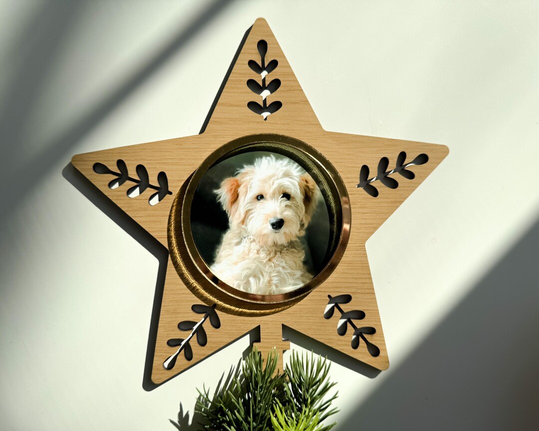 Christmas Tree Star Topper With Picture Frame, Personalized Tree Topper ...