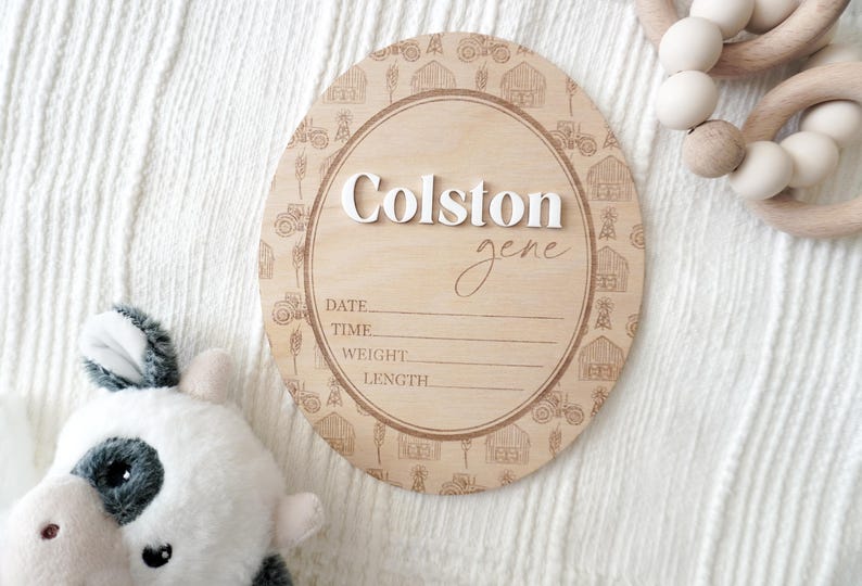 Farm Baby Name Sign, Tractor Nursery Decor, Barn Theme Baby Name Plaque ...