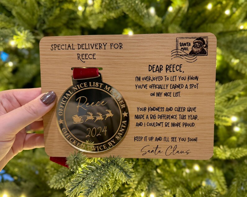 Personalized Santa Nice List Award W/ Custom Letter, Official Nice List ...
