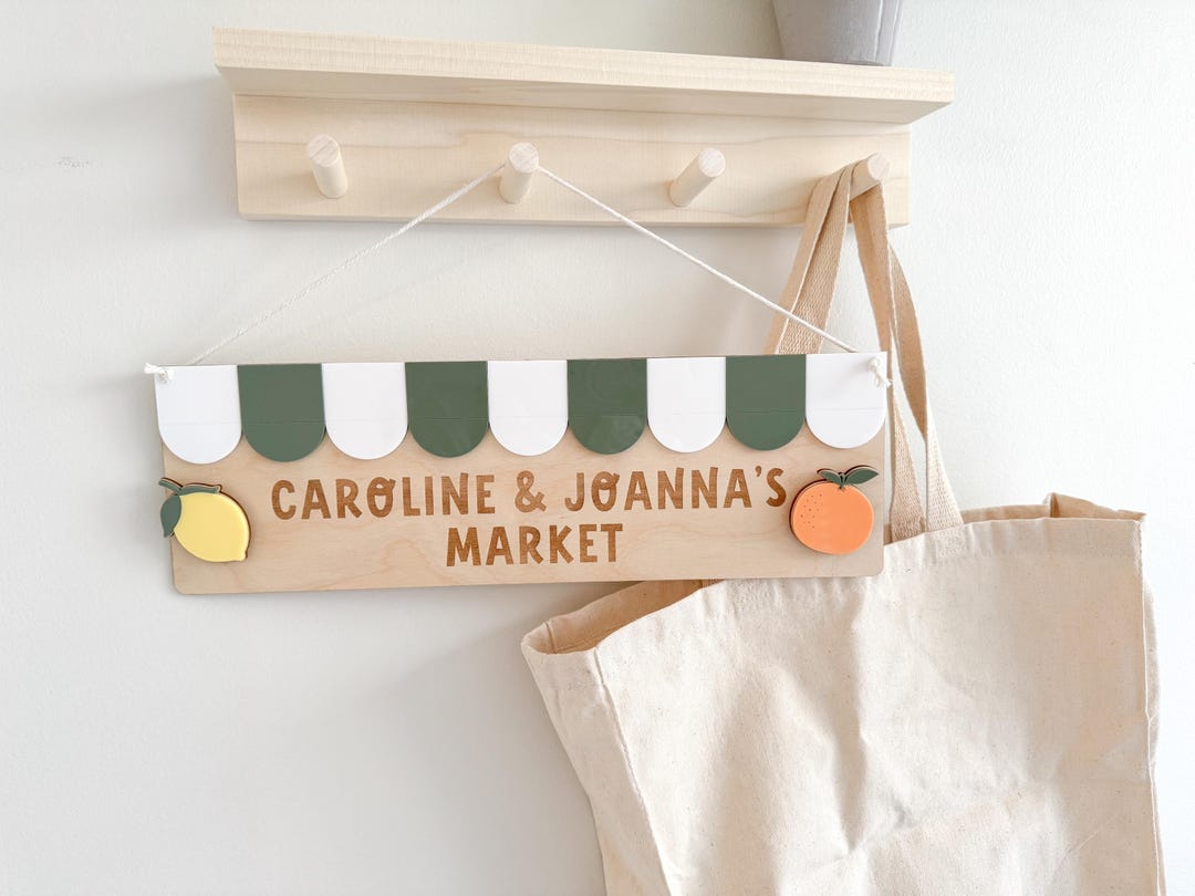 Personalized Kids Market Sign, Playroom Pretend Play, Custom Produce ...
