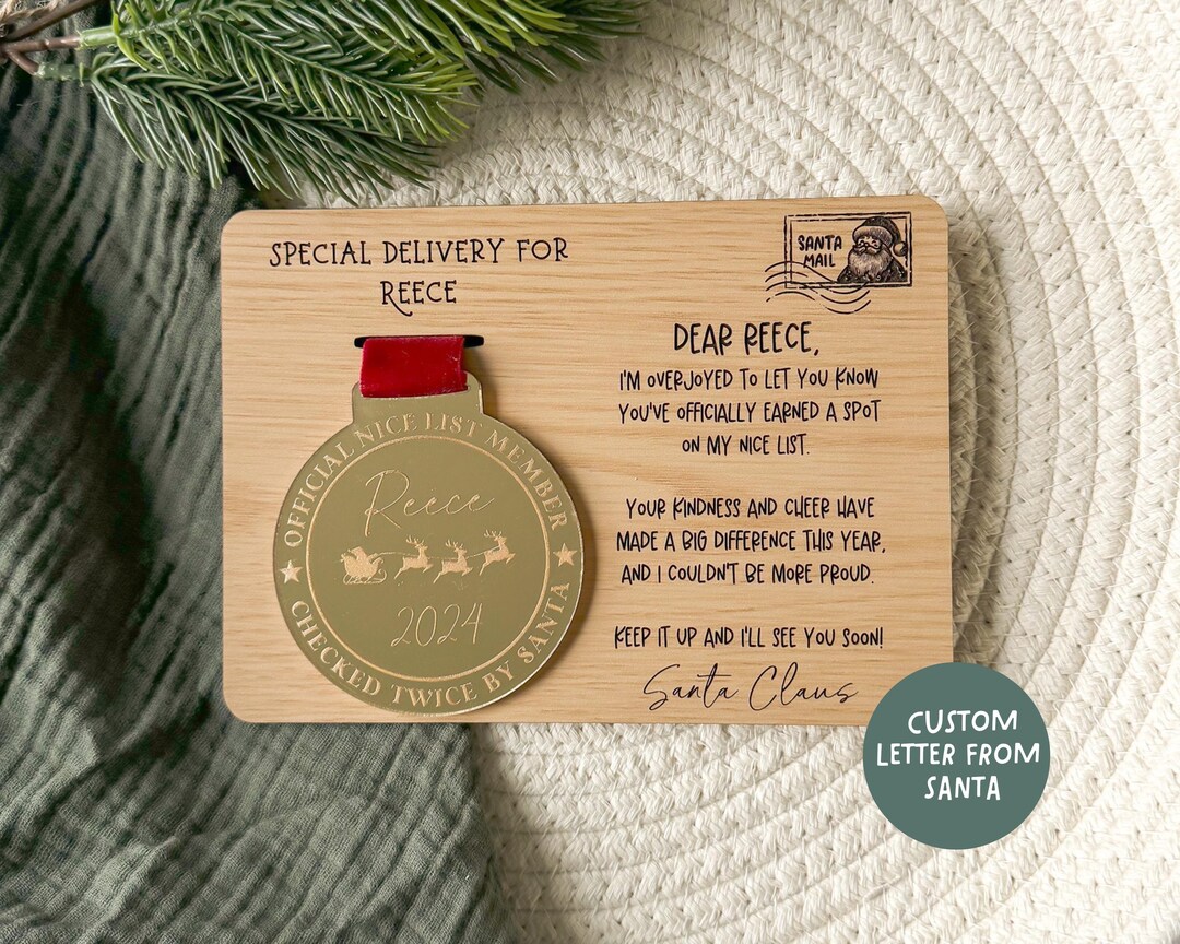 Personalized Santa Nice List Award W/ Custom Letter, Official Nice List ...
