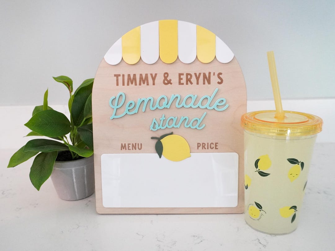 Personalized Lemonade Stand Sign, Kids Pretend Play Sign, Dry Erase ...