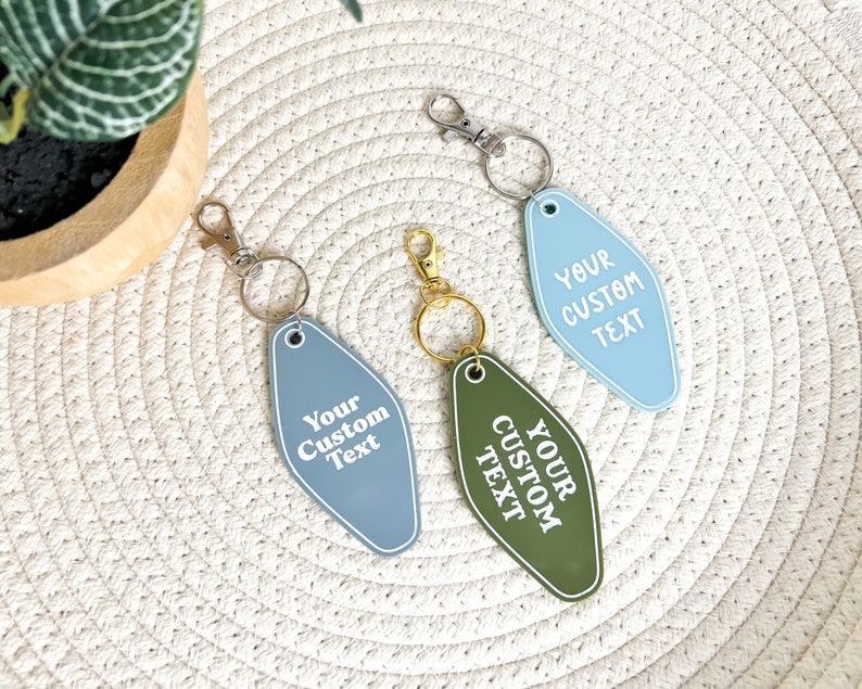 Personalized Motel Keychain Custom Text Engraved Perfect - Etsy