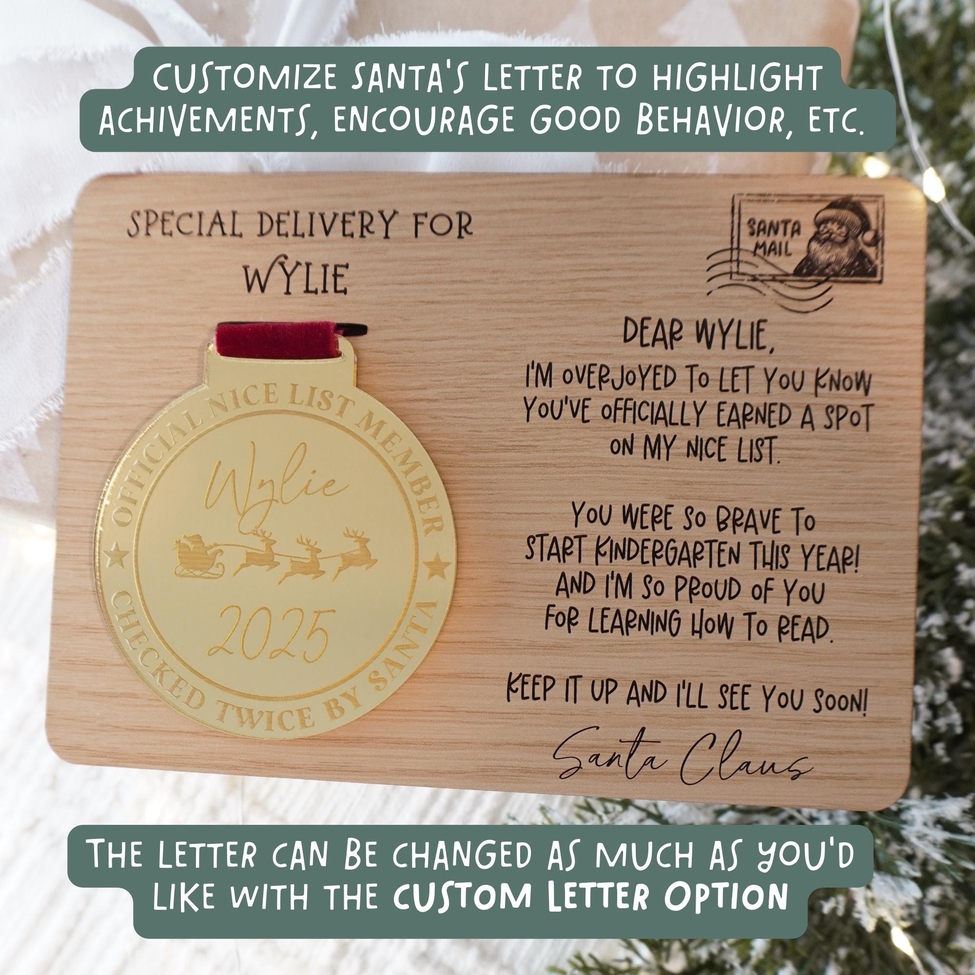 Personalized Santa Nice List Award W/ Custom Letter, Official Nice List ...