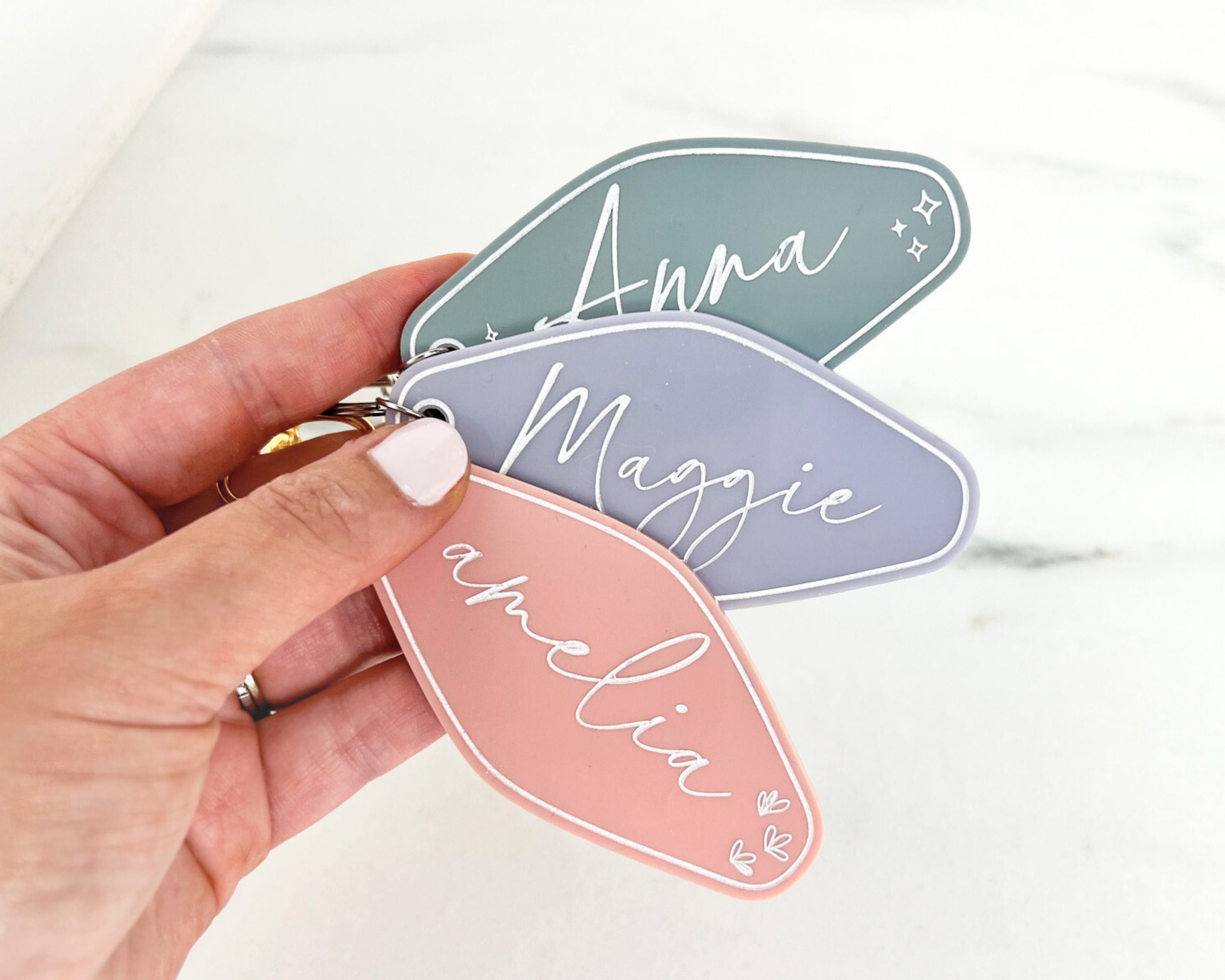 Personalized Name Retro Motel Keychain, Acrylic Keychain, Bridesmaid ...