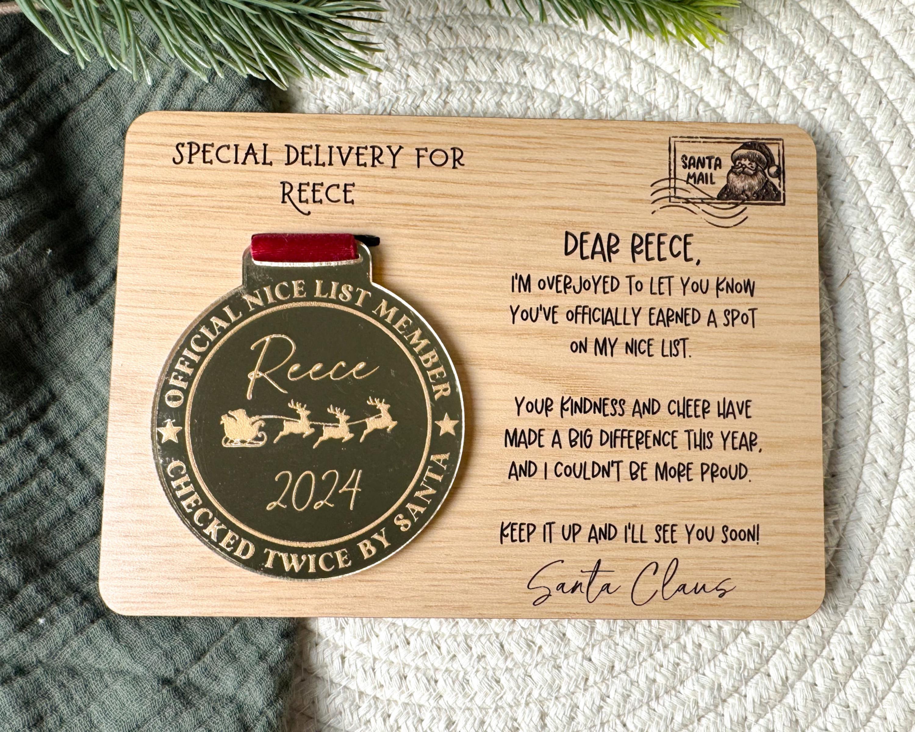 Personalized Santa Nice List Award W/ Custom Letter, Official Nice List ...