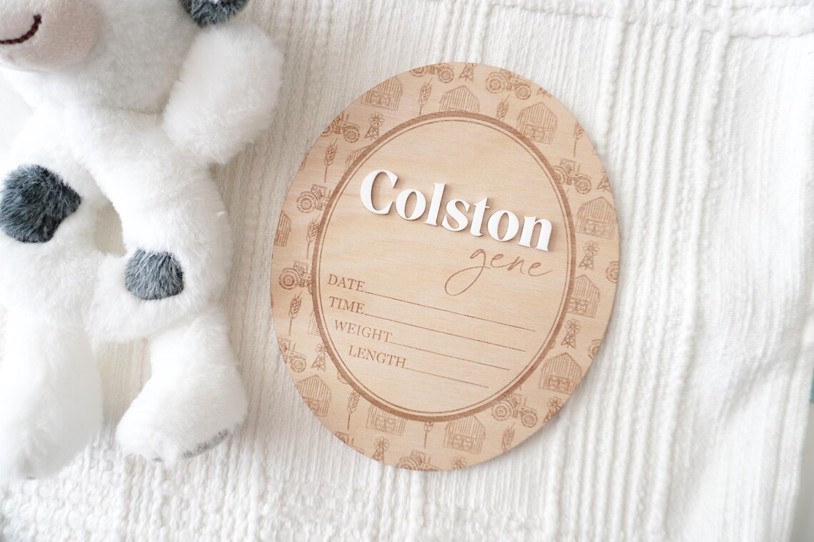 Farm Baby Name Sign, Tractor Nursery Decor, Barn Theme Baby Name Plaque ...