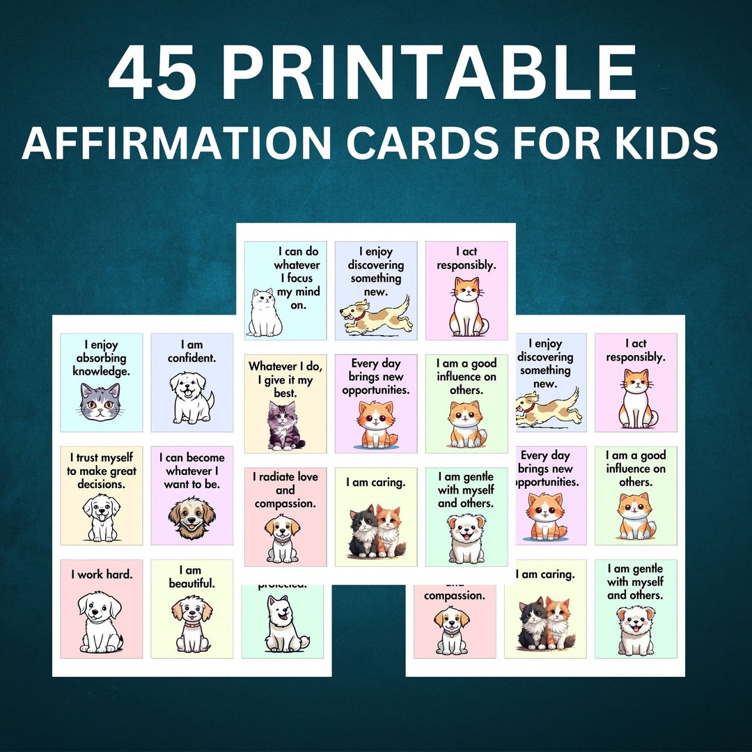 Positive Affirmations Cards for Kids, Positive Quote Flash Cards, Daily ...