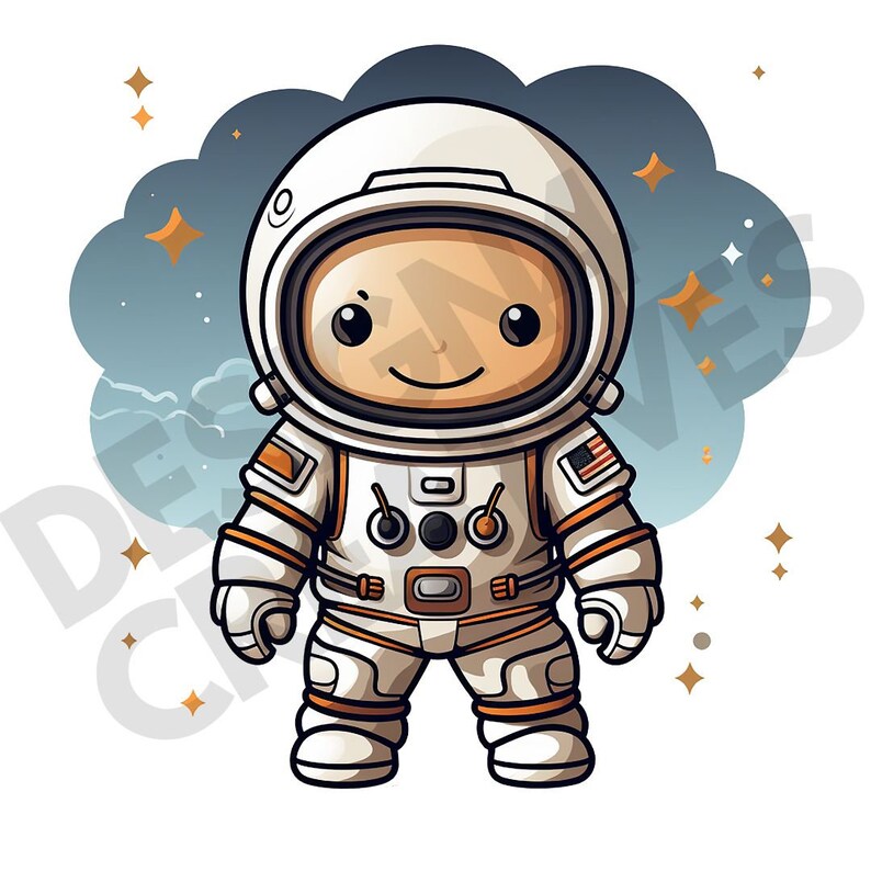 Cute Astronaut Clipart - Transparent | PNG | 300 DPI | Printable ...