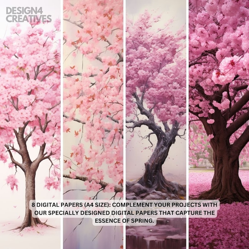 Spring Blossom Watercolor Tree - Clipart & Digital Papers for Spring ...