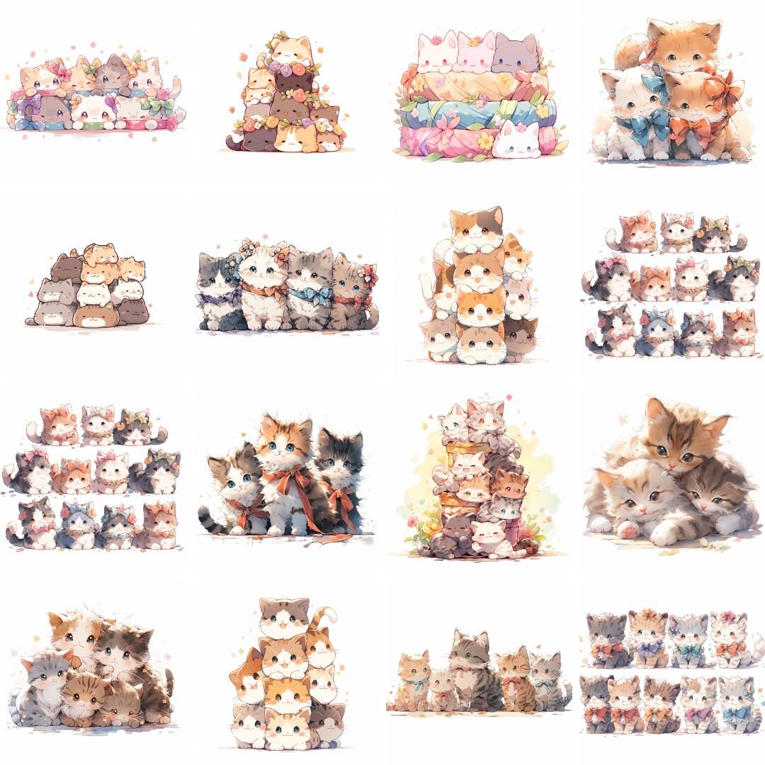 Kawaii Kittens Clipart Kawaii Cute Cats Anime Kittens 17 Adorable ...