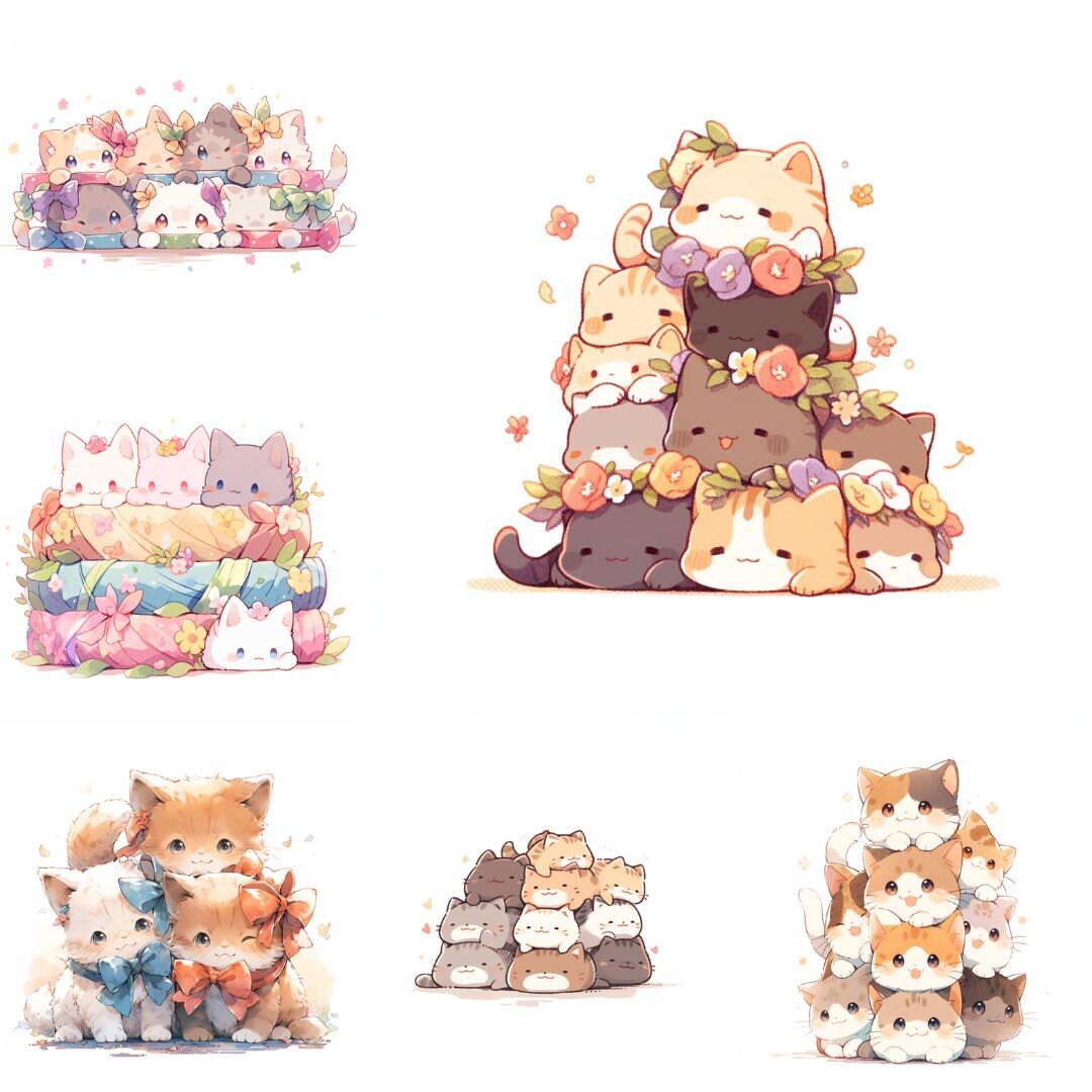 Kawaii Kittens Clipart Kawaii Cute Cats Anime Kittens 17 Adorable ...