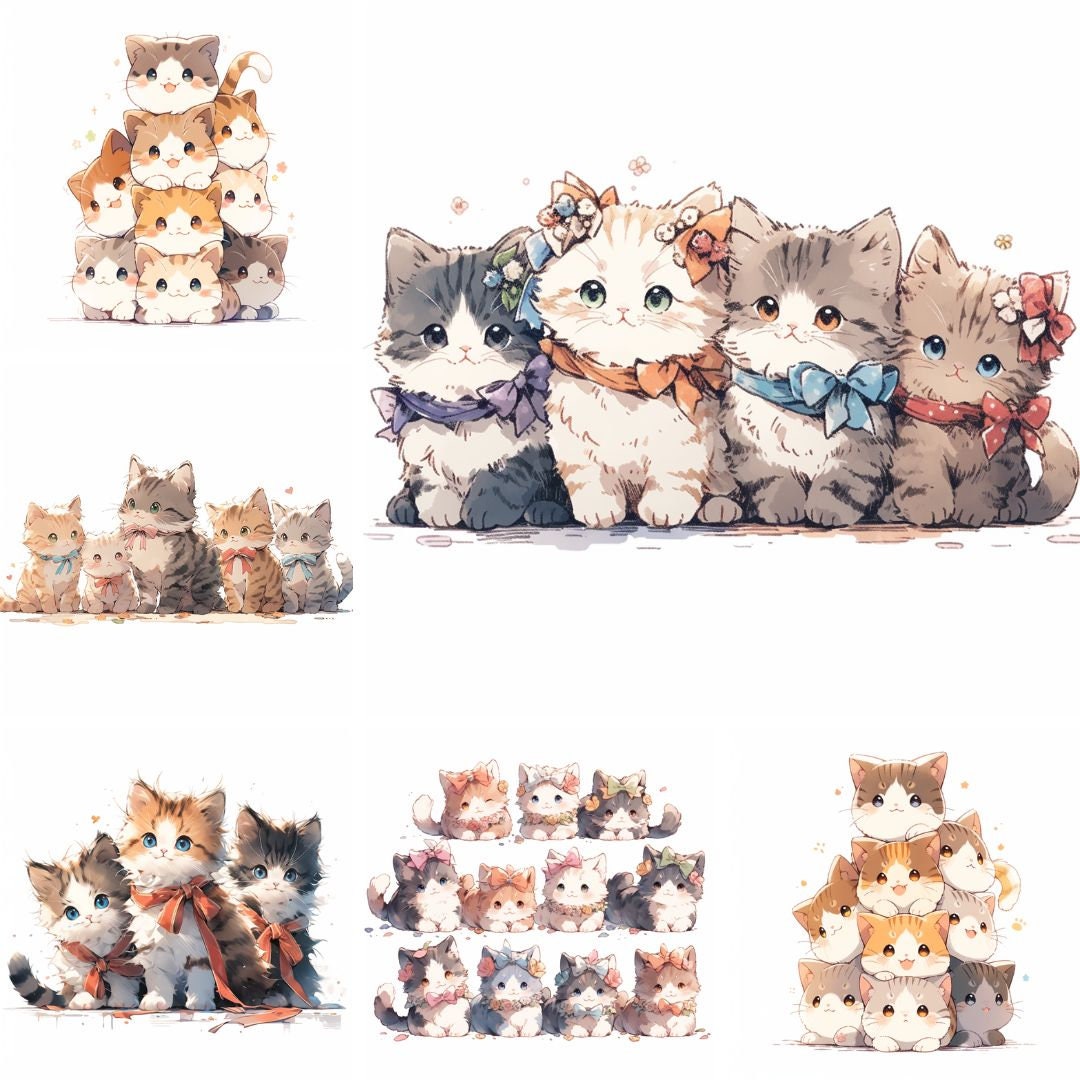 Kawaii Kittens Clipart Kawaii Cute Cats Anime Kittens 17 Adorable ...
