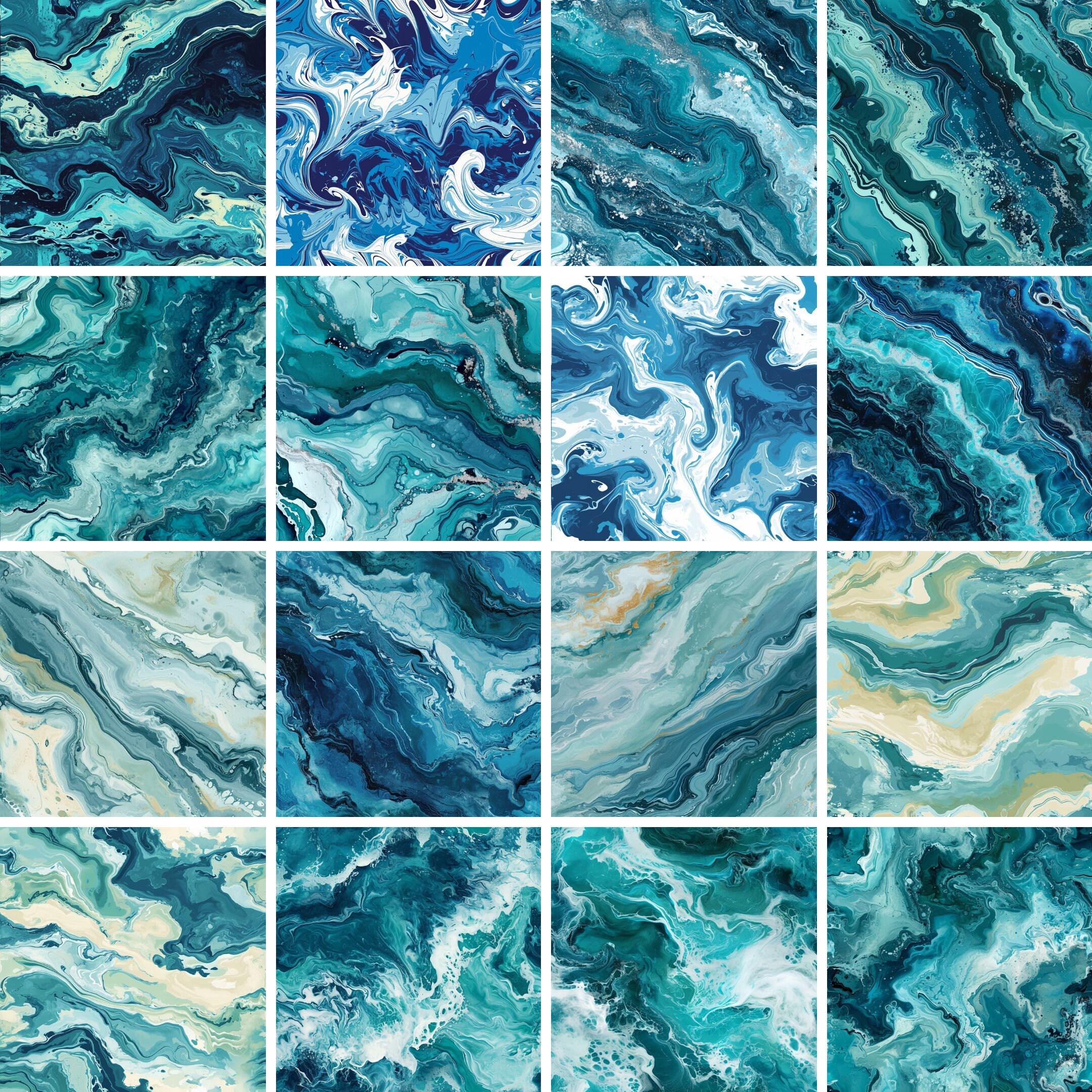 Ocean Marble Digital Paper Clipart 20 High-quality PNG Images, 300 DPI ...