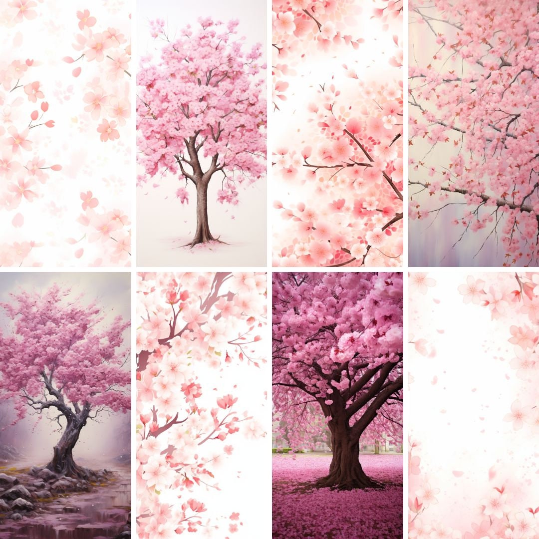 Spring Blossom Watercolor Tree Clipart & Digital Papers for Spring. 24 ...