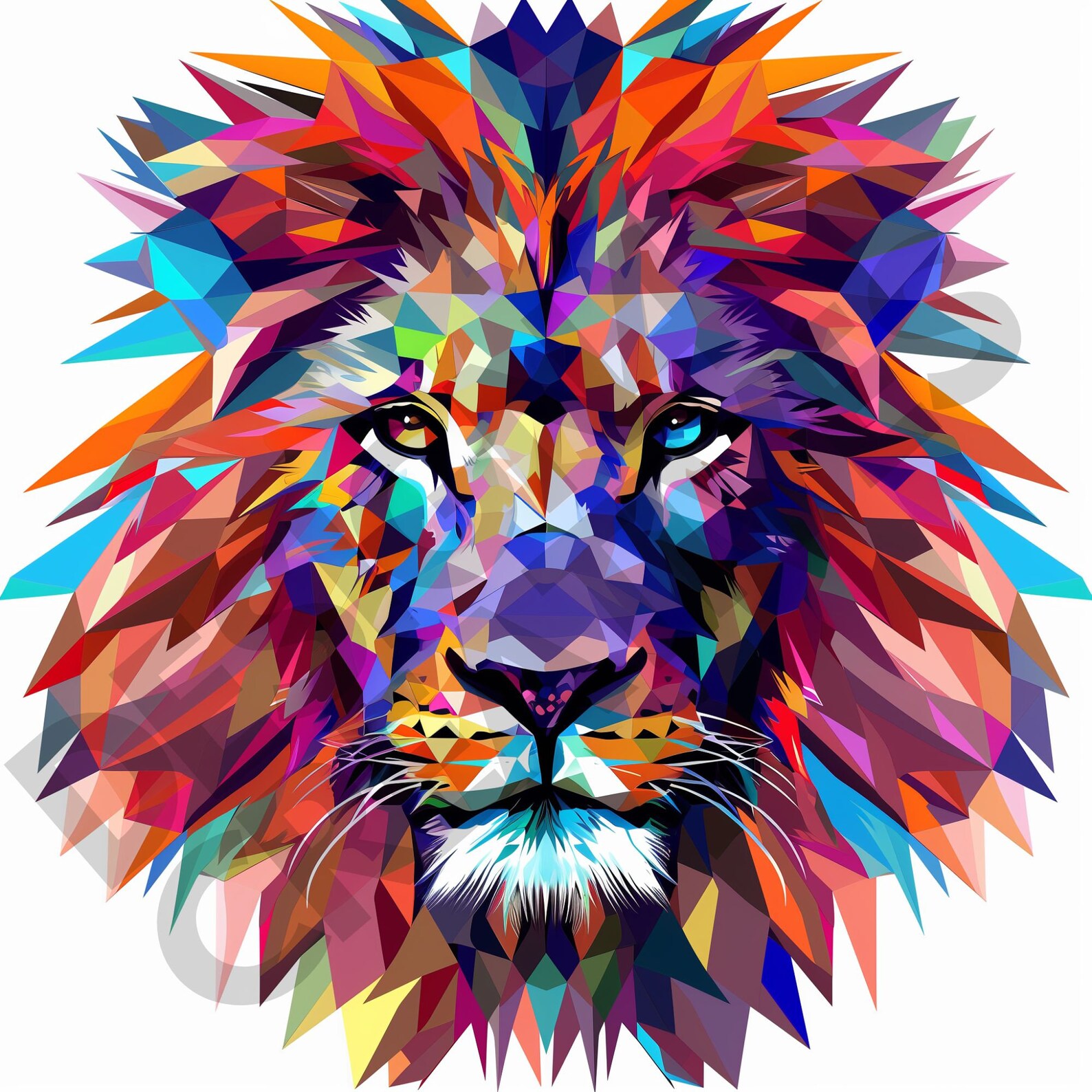 Modern Cubism Lion Clipart - 4 PNG Images, Square Format - Digital ...