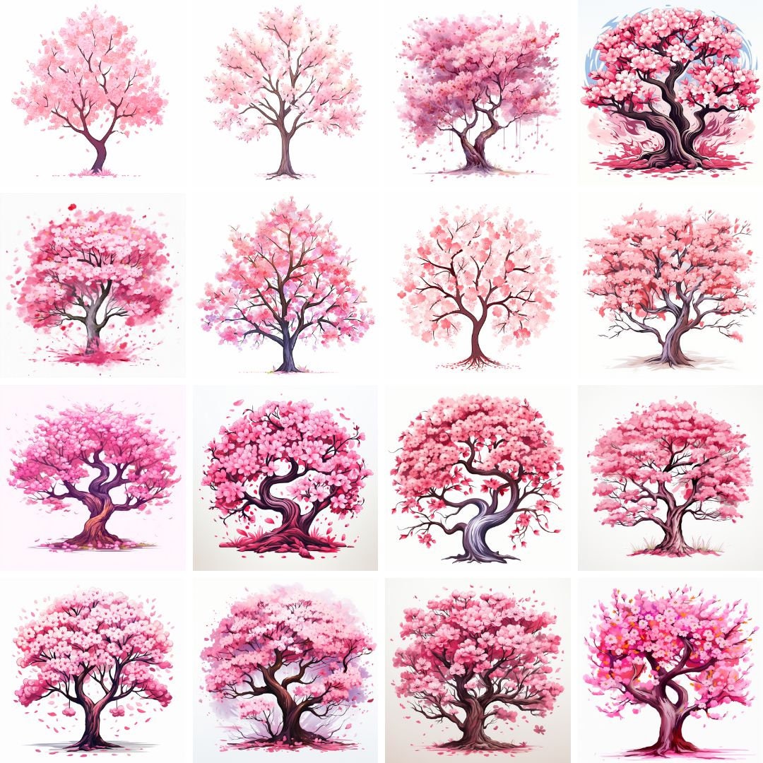 Spring Blossom Watercolor Tree - Clipart & Digital Papers for Spring ...