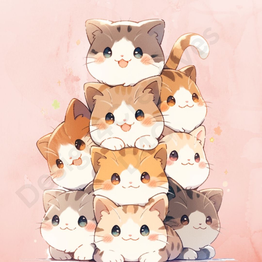 Kawaii Kittens Clipart Kawaii Cute Cats Anime Kittens 17 Adorable ...