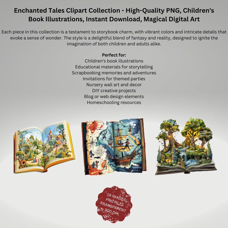 Whimsical Children's Book Clipart Set - Enchanted Tales | Instant ...