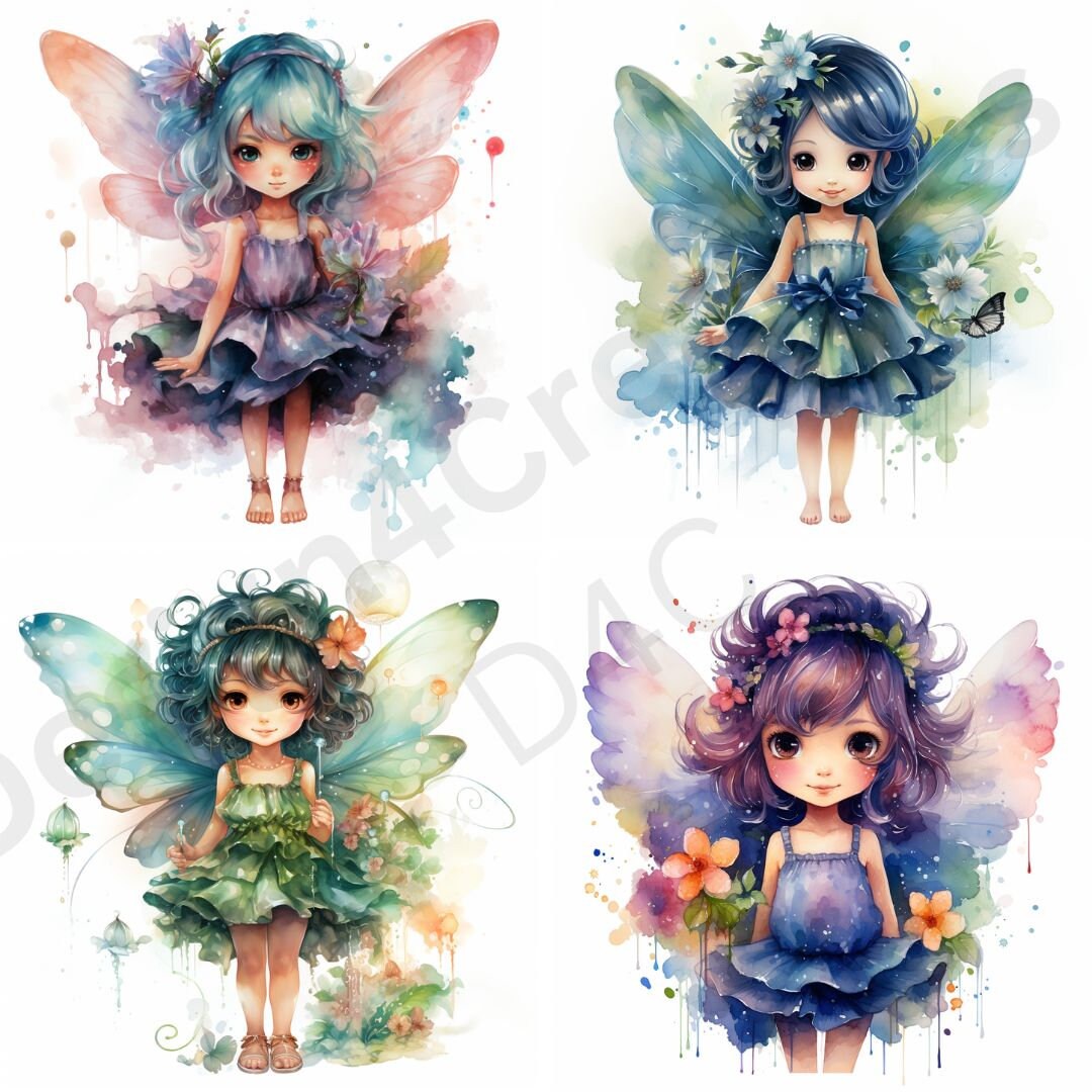 Cute Watercolor Fairy Clipart Whimsical Printable Fairy Art for Nursery ...