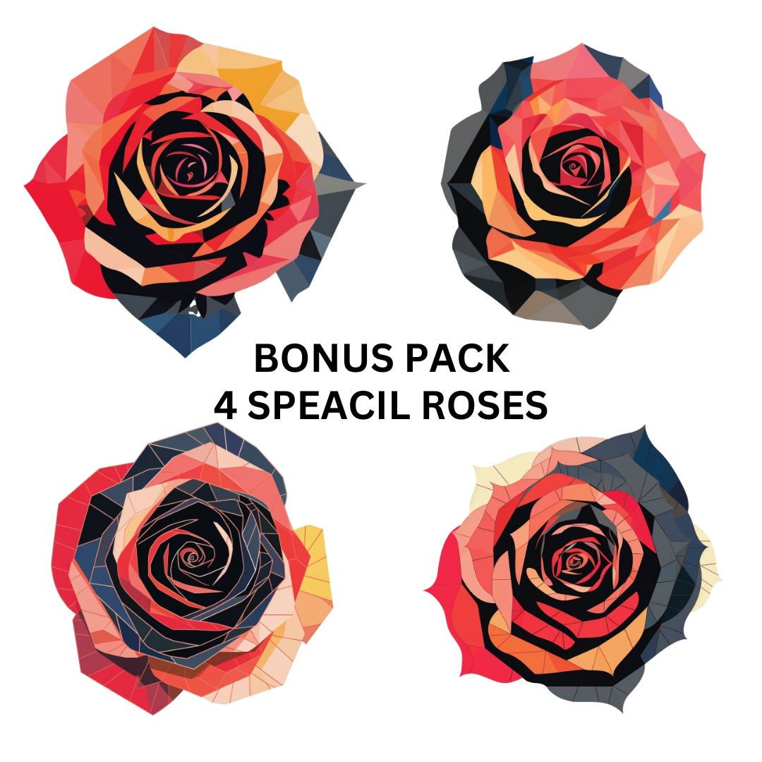 Roses Clipart Bundle Collection PNG 300 DPI Commercial - Etsy