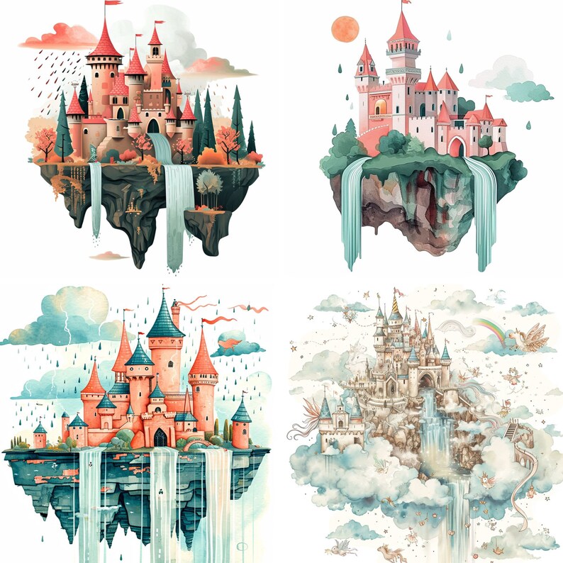 Sky Castle Clipart 16 PNG Images. Fantasy Castle, Magical Kingdom ...