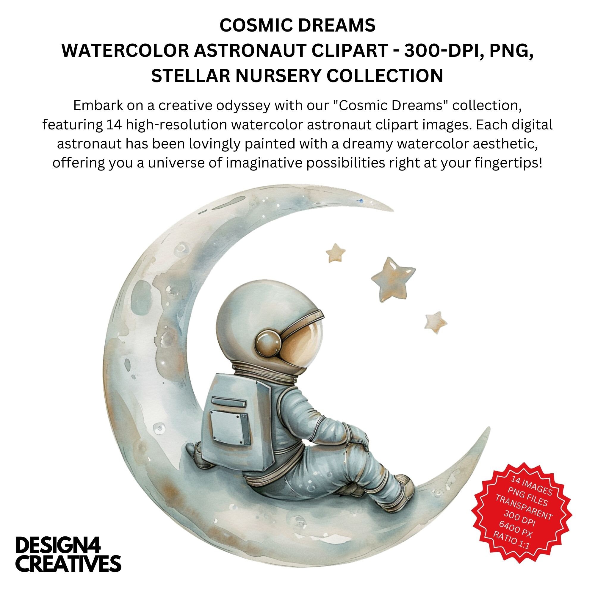 Cute Astronaut on A Moon Clipart - 14 Transparent PNG Images, 300 DPI ...