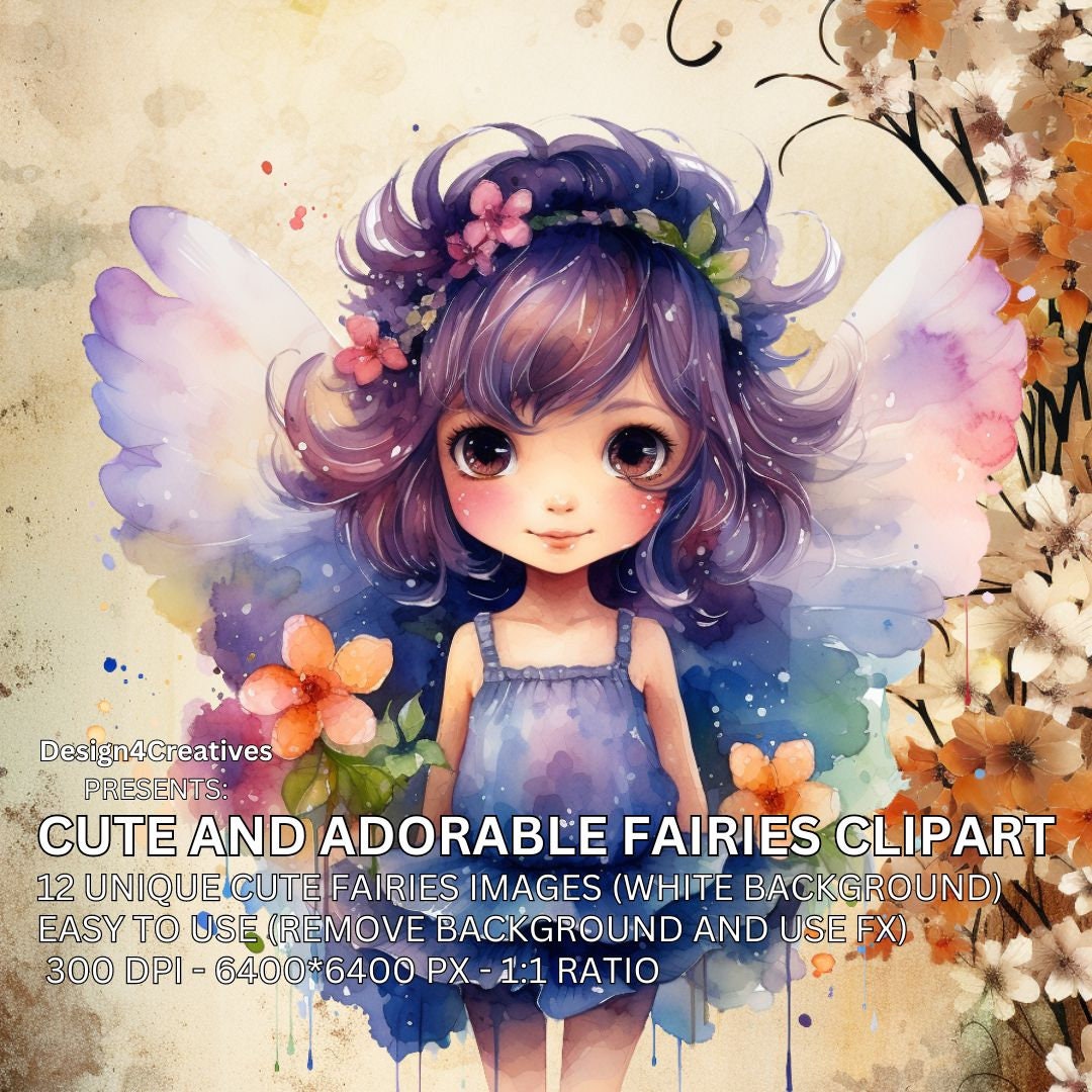 Cute Watercolor Fairy Clipart - Whimsical Printable Fairy Art for ...