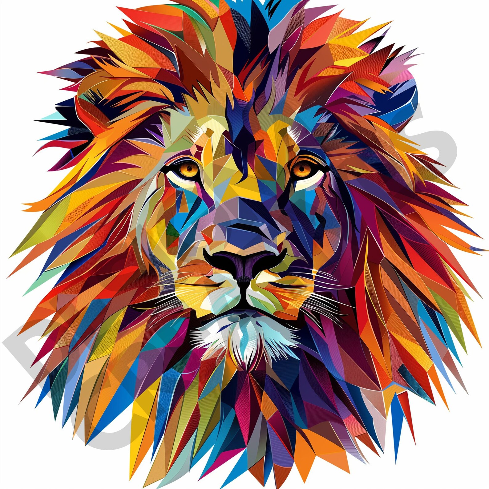 Modern Cubism Lion Clipart - 4 PNG Images, Square Format - Digital ...
