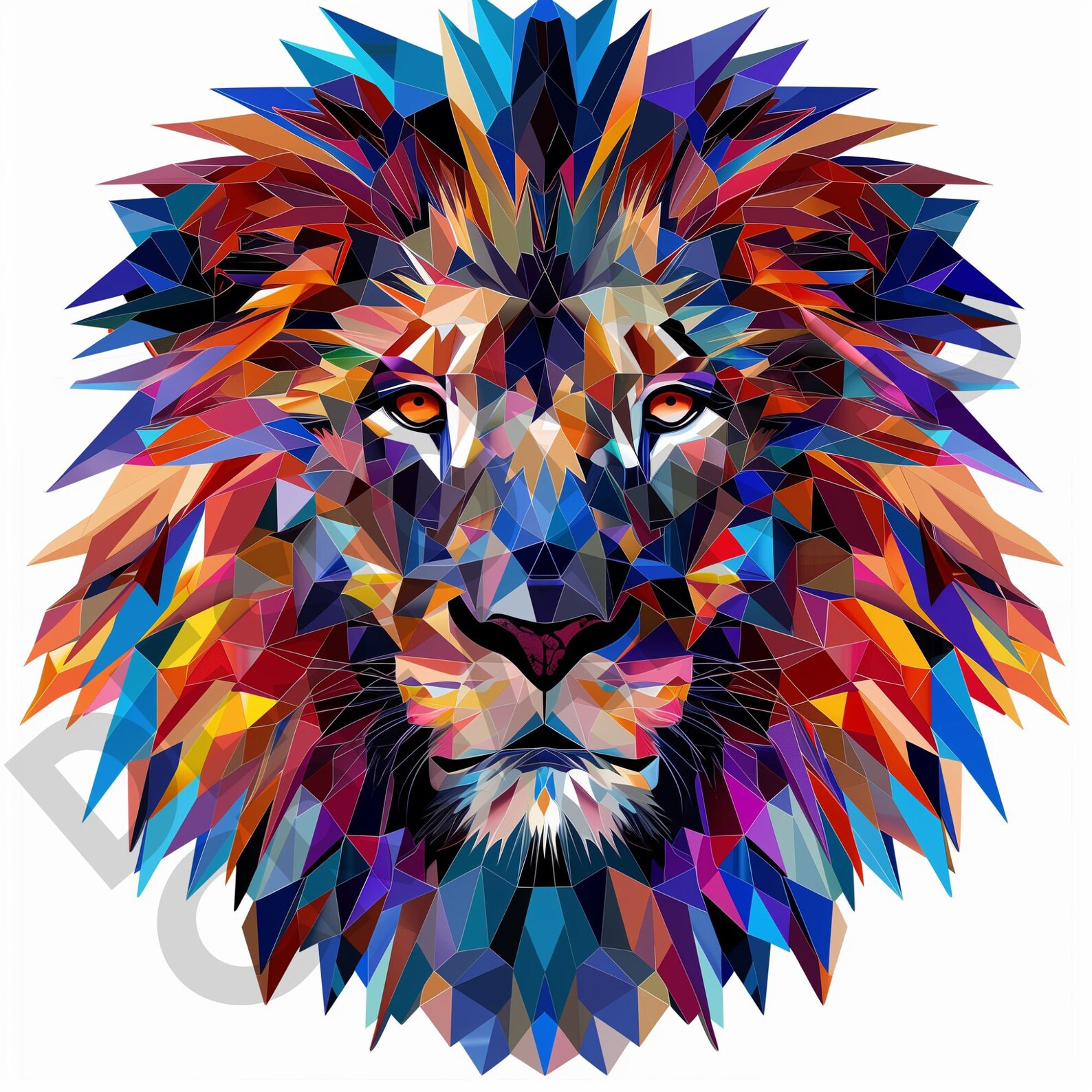 Modern Cubism Lion Clipart - 4 PNG Images, Square Format - Digital ...