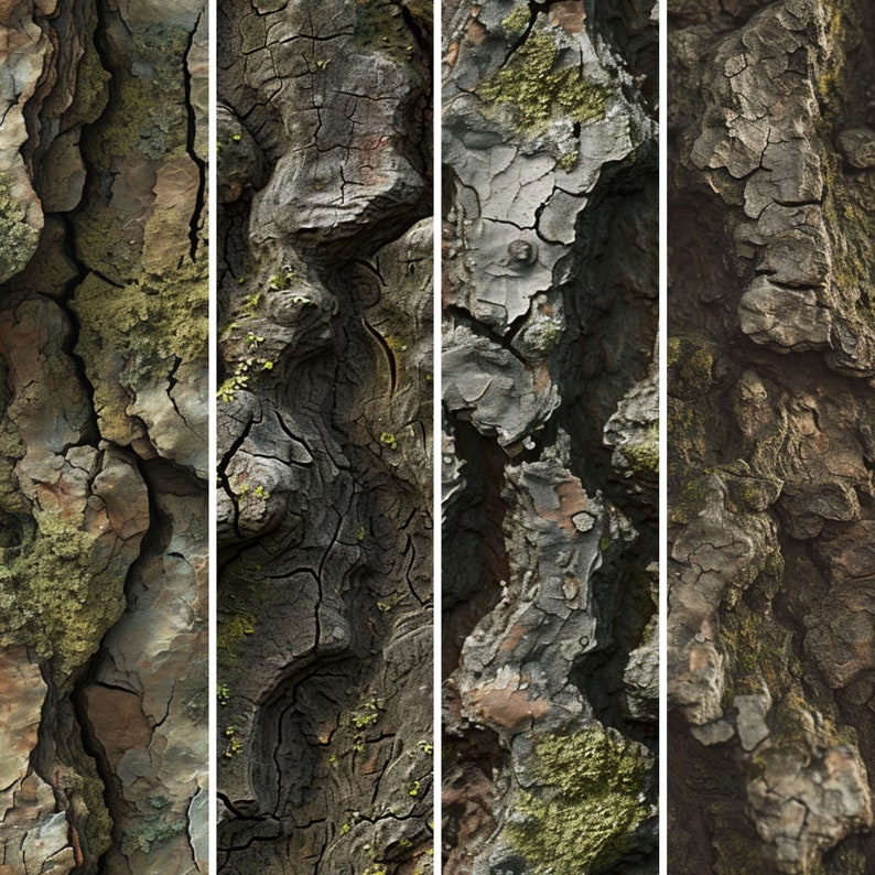 Tree Bark Digital Paper Clipart - 16 High-resolution Textures Patterns ...