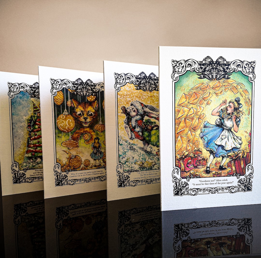 Alice in Winter Wonderland Christmas Cards: 4 Pack A5 - Etsy