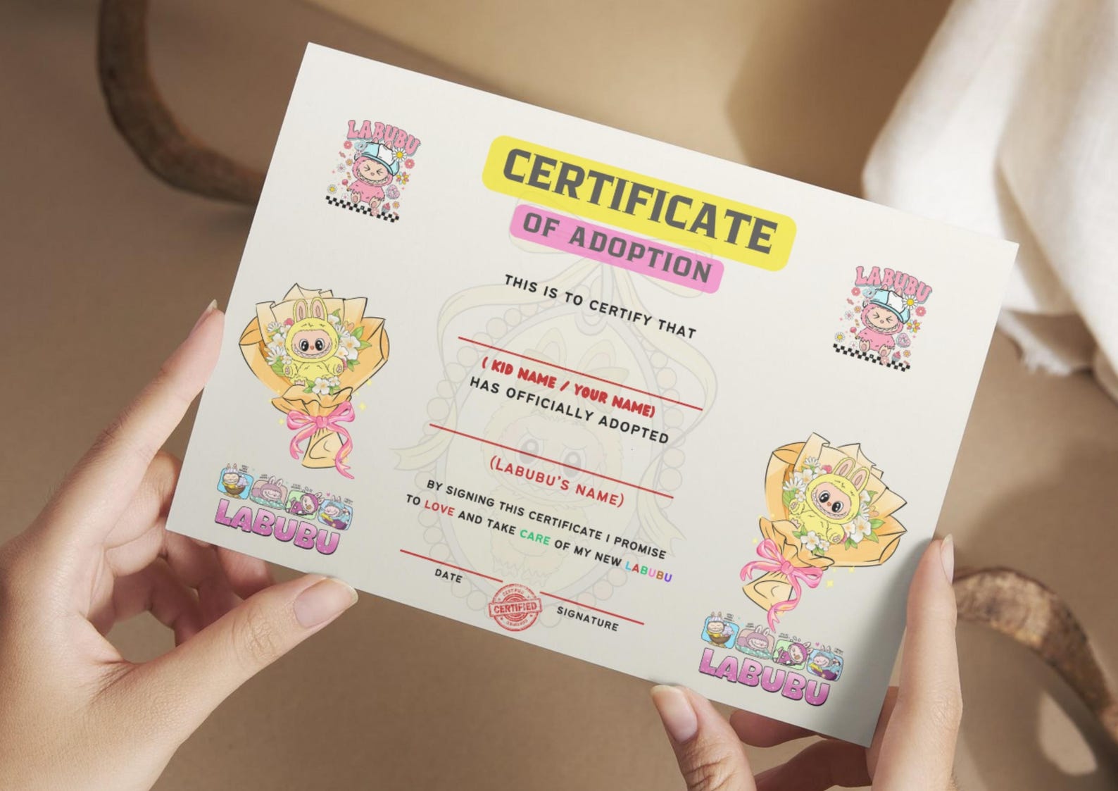 Labubu Certificate Template: Customizable Achievement Award (digital ...