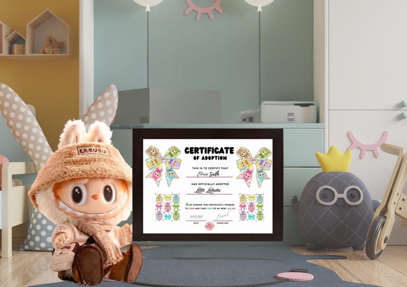 Labubu Certificate: Little Monster Pop Mart Accessory (printable PDF ...