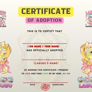 Labubu Certificate Template: Customizable Achievement Award (digital ...