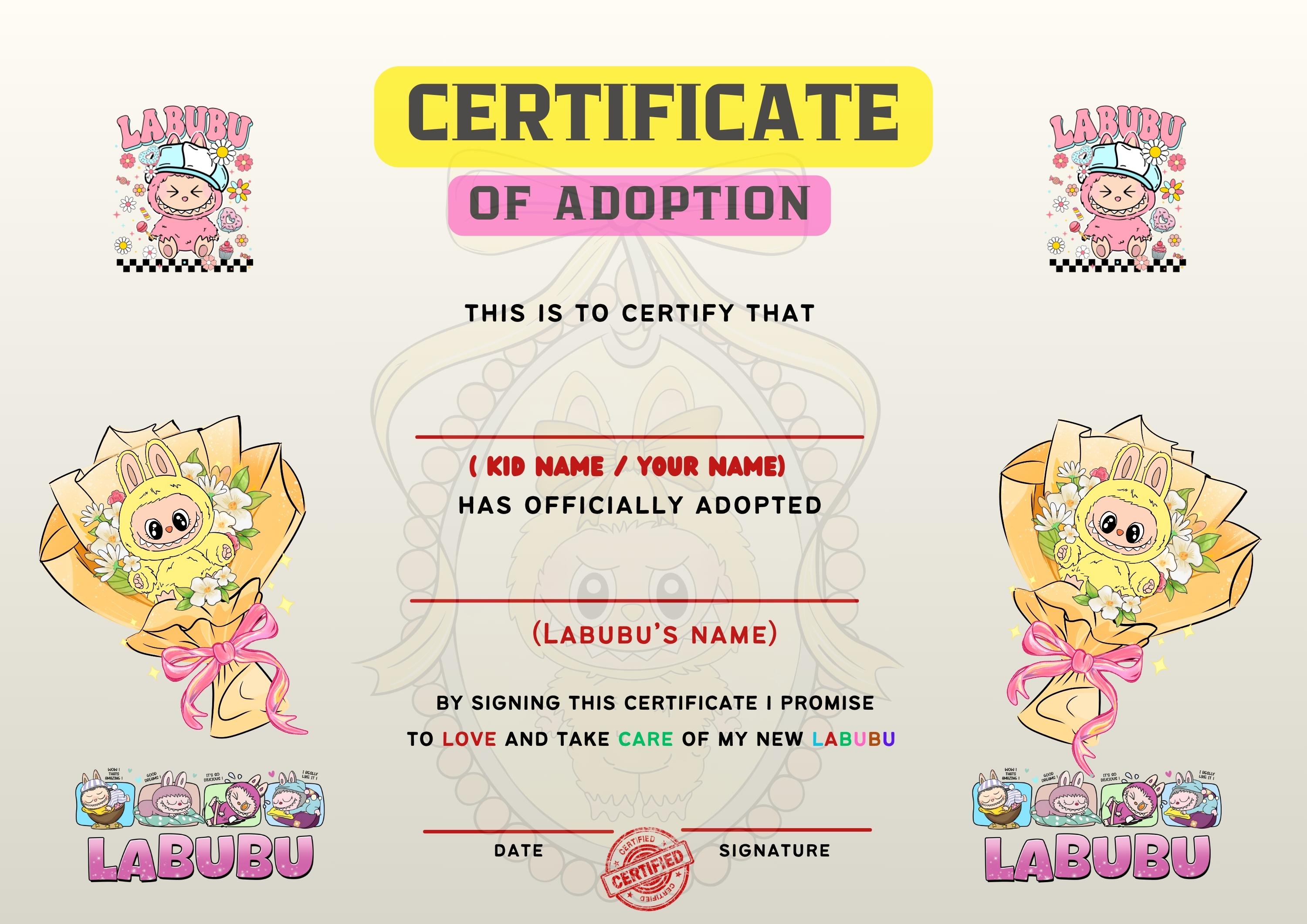 Labubu Certificate Template: Customizable Achievement Award (digital ...