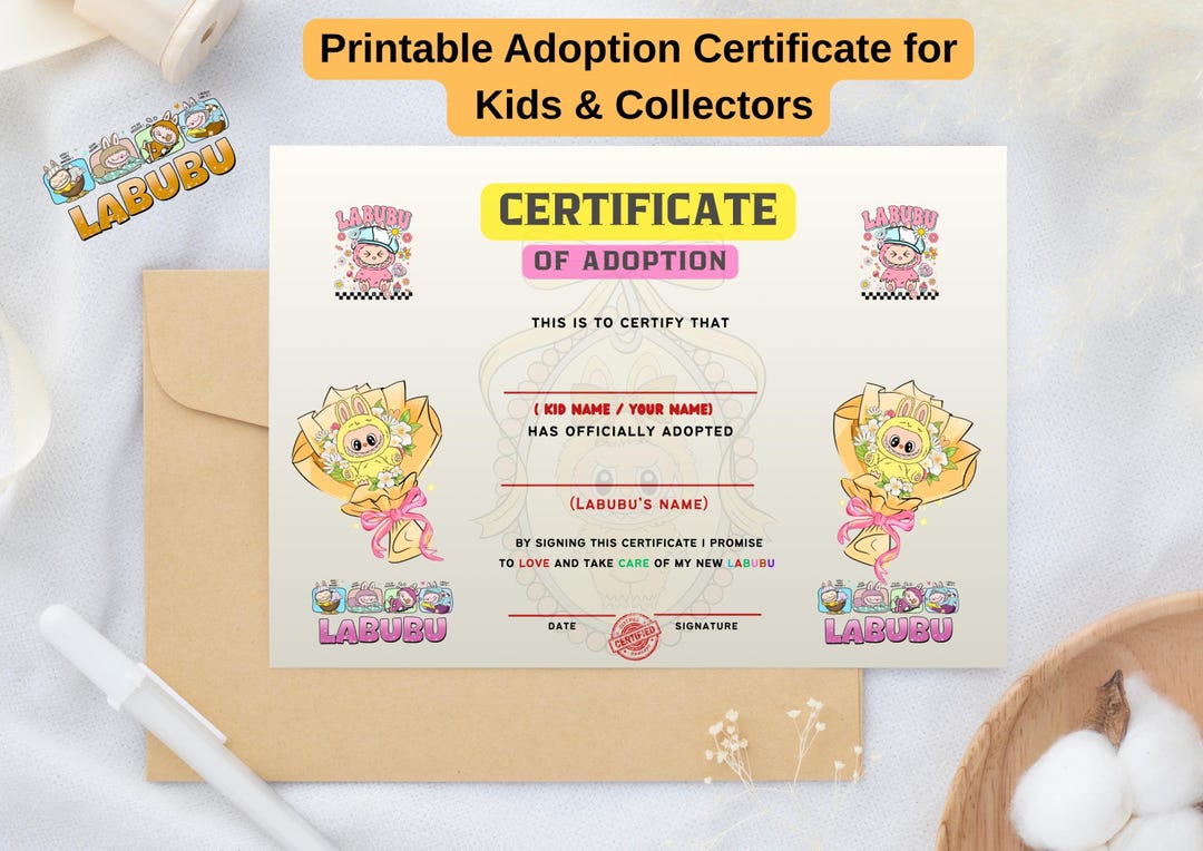 Labubu Certificate Template: Customizable Achievement Award (digital ...