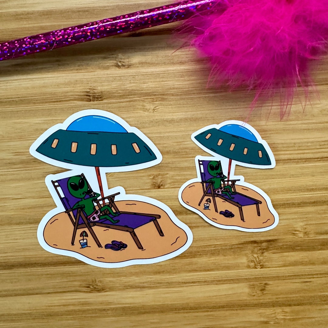 Summerween Alien Sticker: Funny Extraterrestrial Weatherproof Decal - Etsy