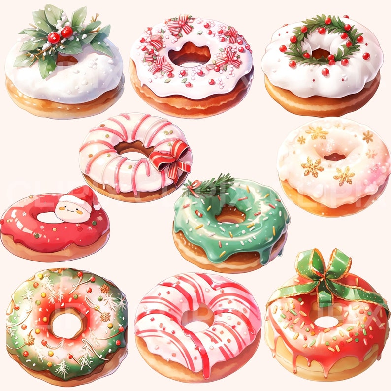 Christmas Donuts Clipart Pack, Christmas Clipart, Donut Clipart ...