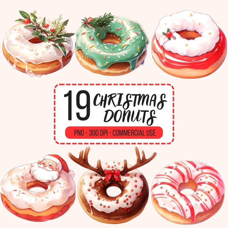 Christmas Donuts Clipart Pack, Christmas Clipart, Donut Clipart ...