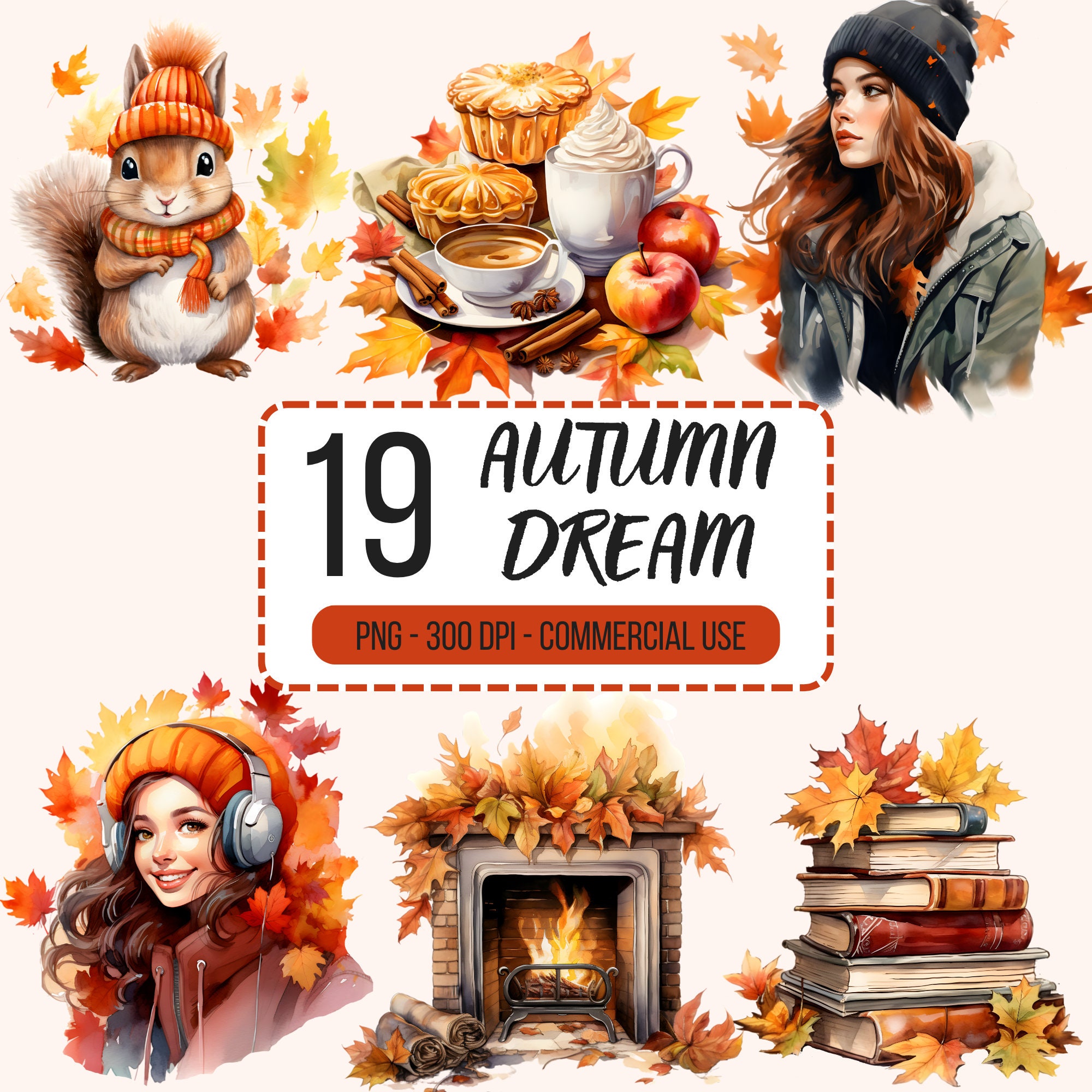 Autumn Dream Clipart Pack Autumun Png Cozy Autumn Png Fall - Etsy