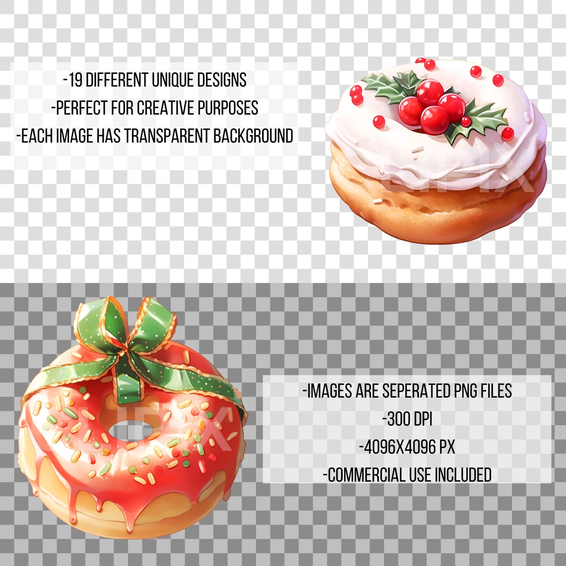 Christmas Donuts Clipart Pack, Christmas Clipart, Donut Clipart ...